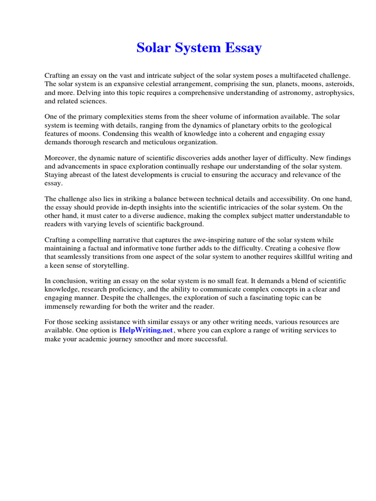 Solar System Essay | PDF