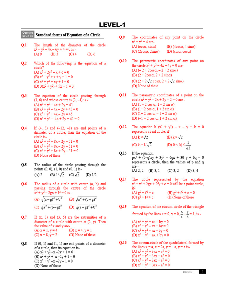 Circle 2 Pdf Circle Euclidean Plane Geometry