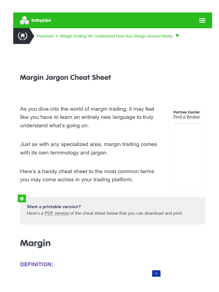 Learnforexmargin Cheat Sheet | PDF | Margin (Finance) | Equity (Finance)