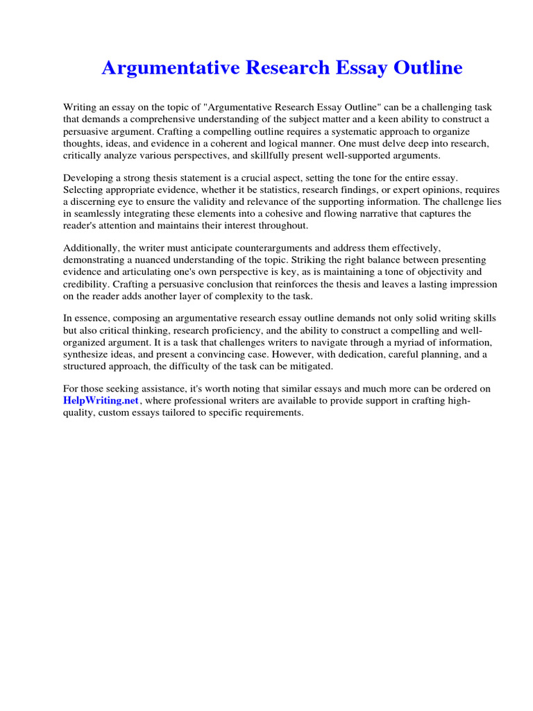 Argumentative Research Essay Outline | PDF | Stomach | Digestion