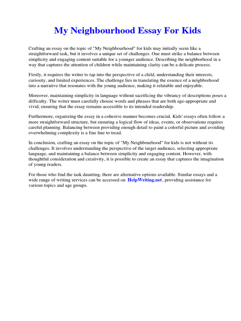 My Neighbourhood Essay For Kids | Download Free PDF | Constructivism ...