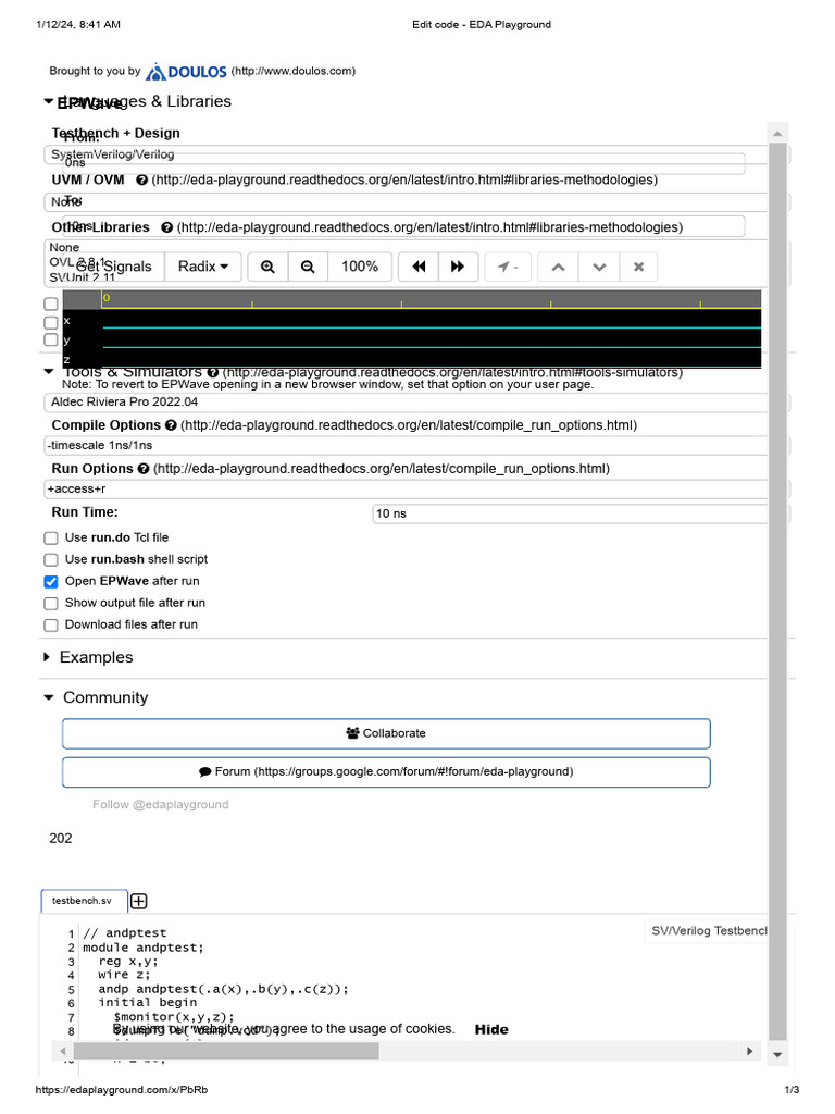 Edit Code - EDA Playground | PDF | Kernel (Operating System) | Hardware Description Language