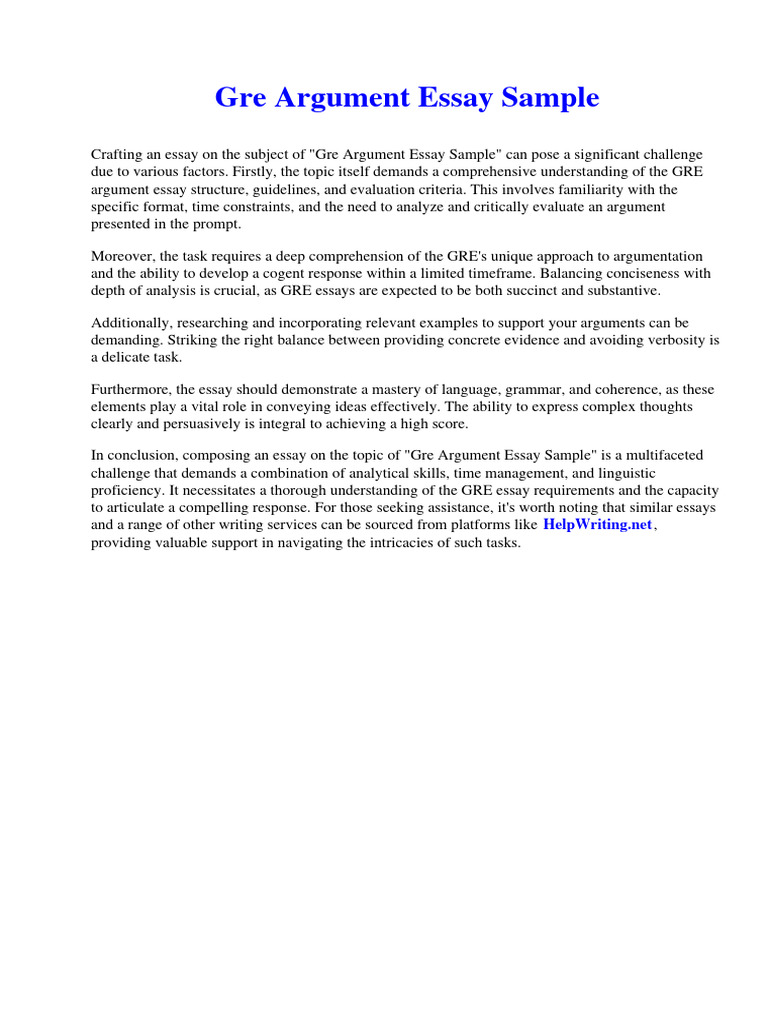 GRE Argument Essay Sample | PDF | Illegal Immigration To The United ...