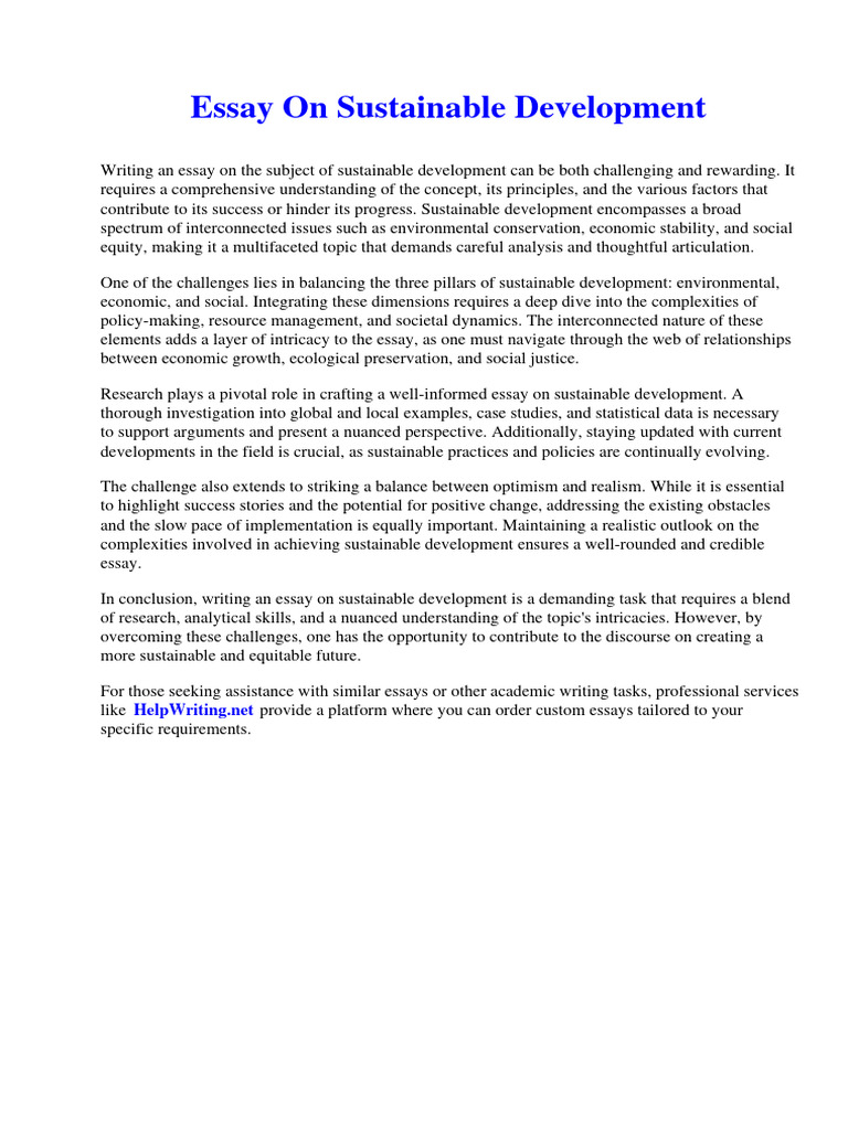 Essay On Sustainable Development | PDF | Sustainability | Demand