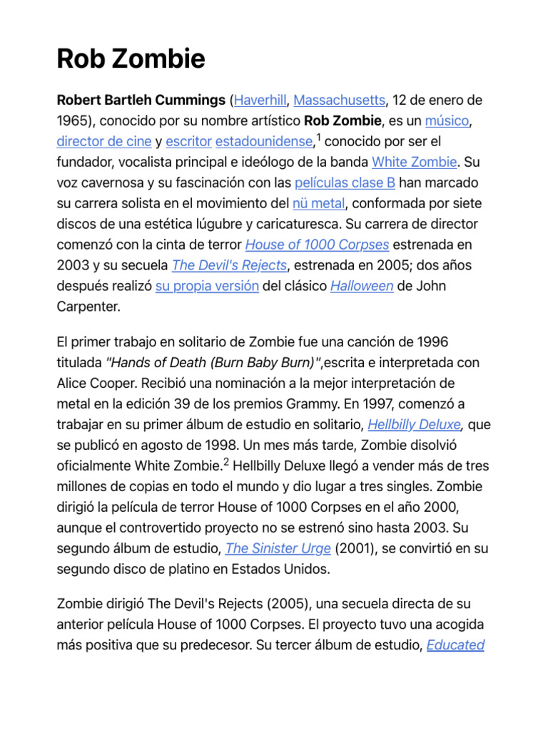 Rob Zombie | PDF