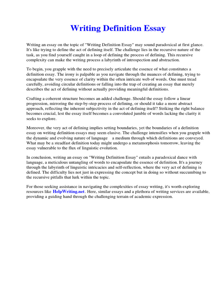 Writing Definition Essay | PDF