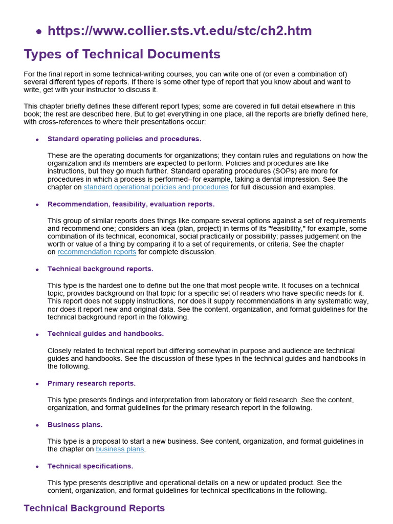 Types of Technical Documents | PDF