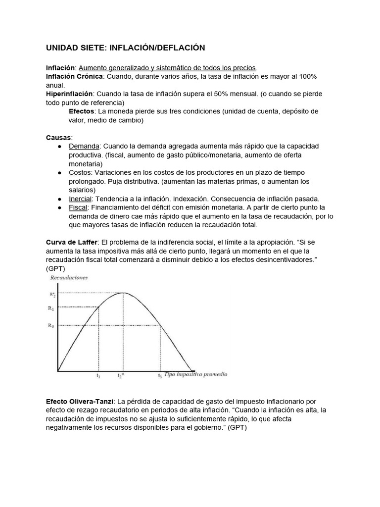 Resumen U7 Inflación - Deflación | PDF | Costo de la vida | Inflación