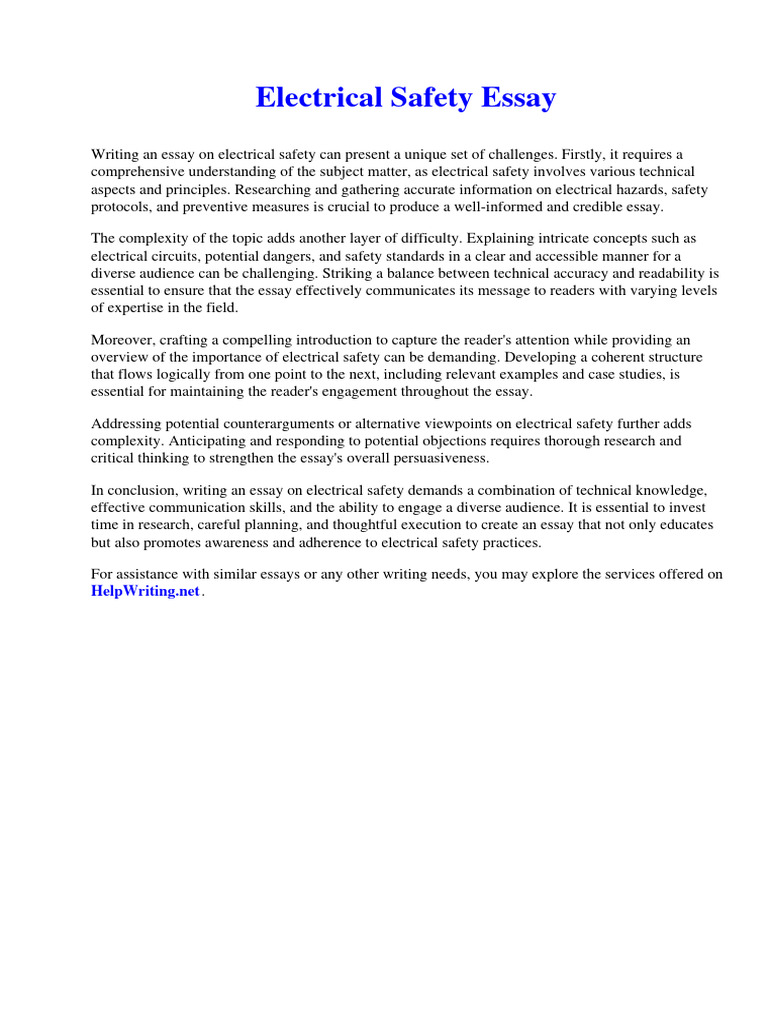 Electrical Safety Essay | PDF | Essays | Romeo And Juliet