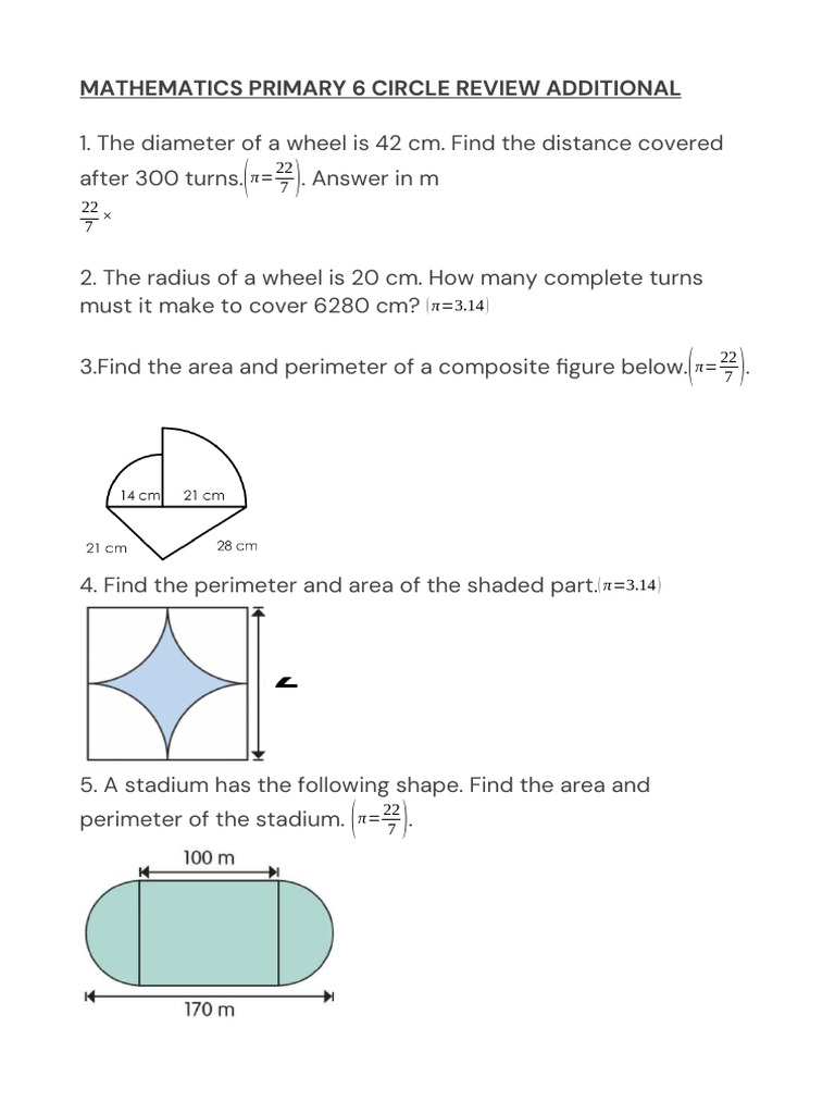 Primary 6 Circle Math Problems | PDF