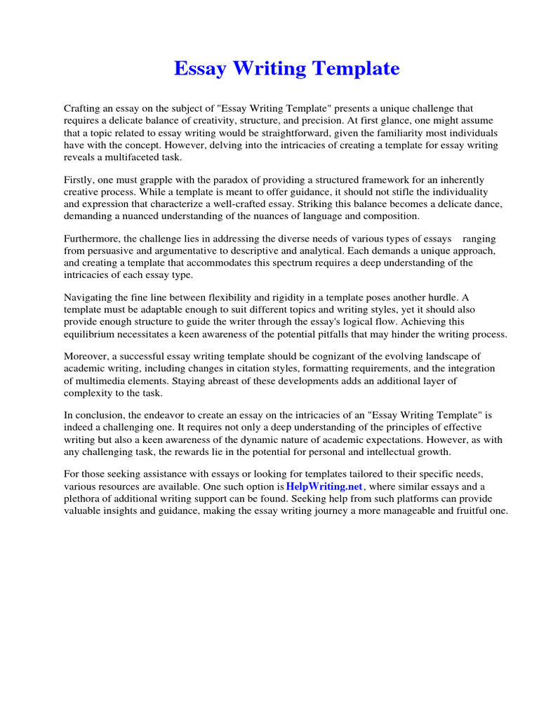 Essay Writing Template | PDF | Loch Ness Monster