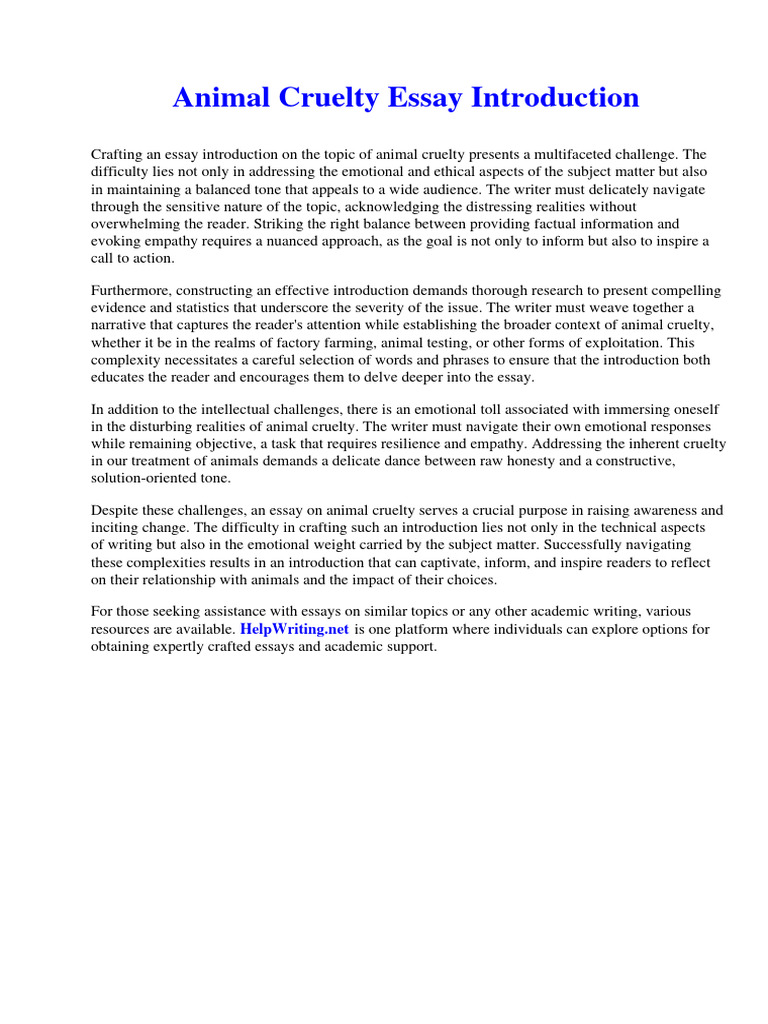 Animal Cruelty Essay Introduction | PDF