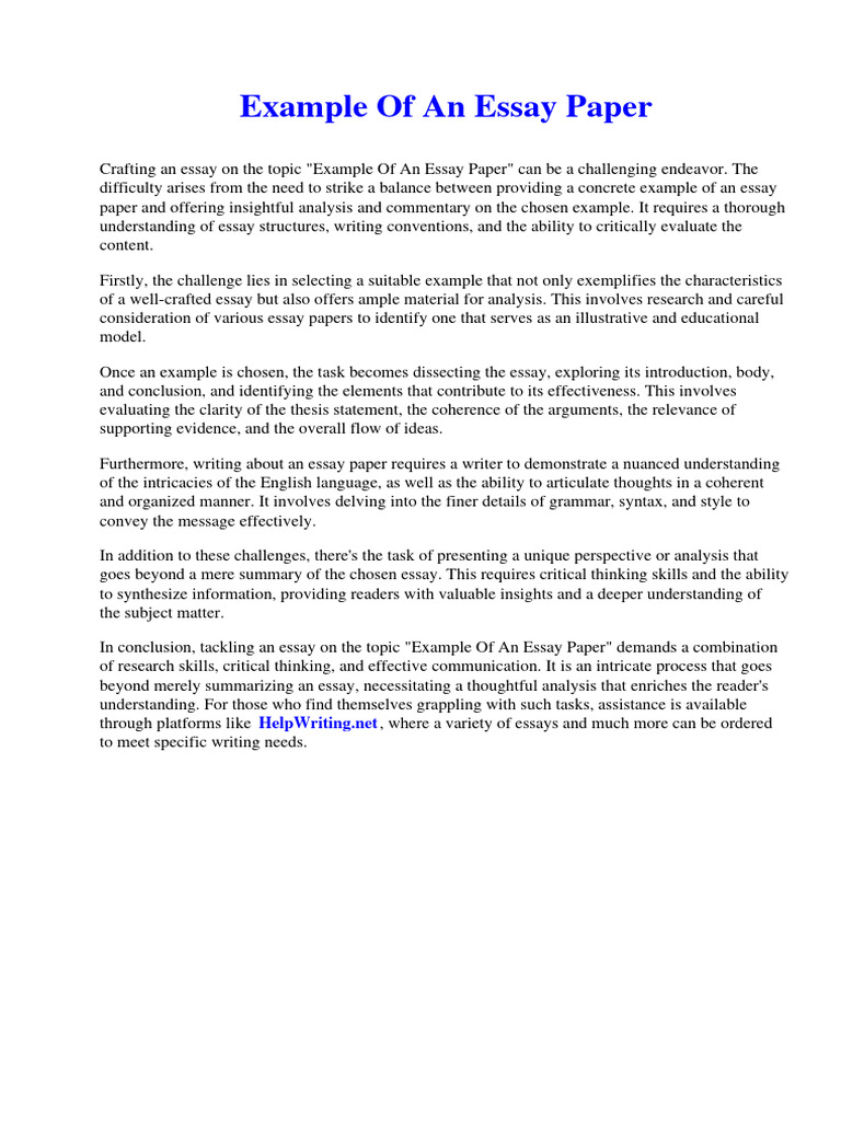 Example of An Essay Paper | PDF | Microsoft | Essays