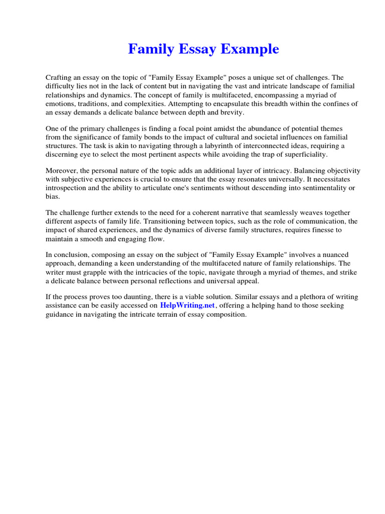 Family Essay Example | PDF