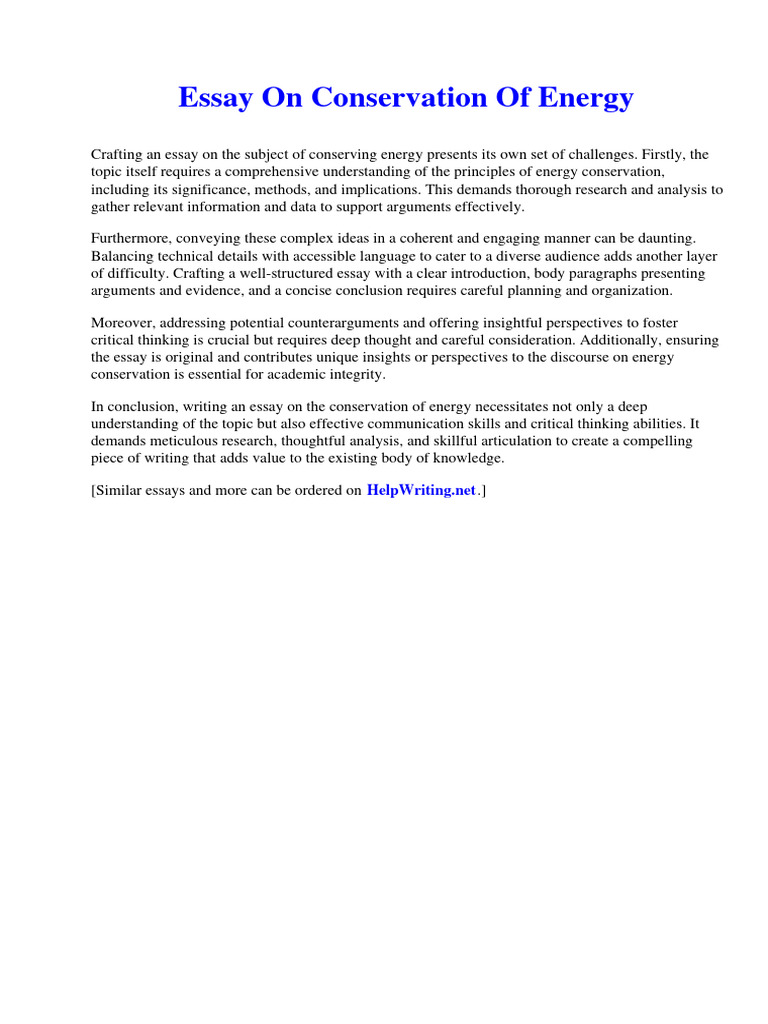 Essay On Conservation of Energy | Download Free PDF | Essays | Critical ...