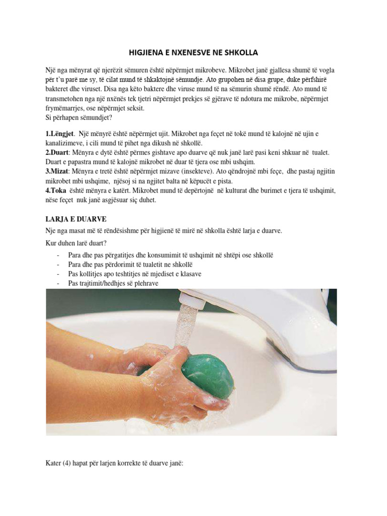 Higjiena e Nxenesve Ne Shkolla | PDF