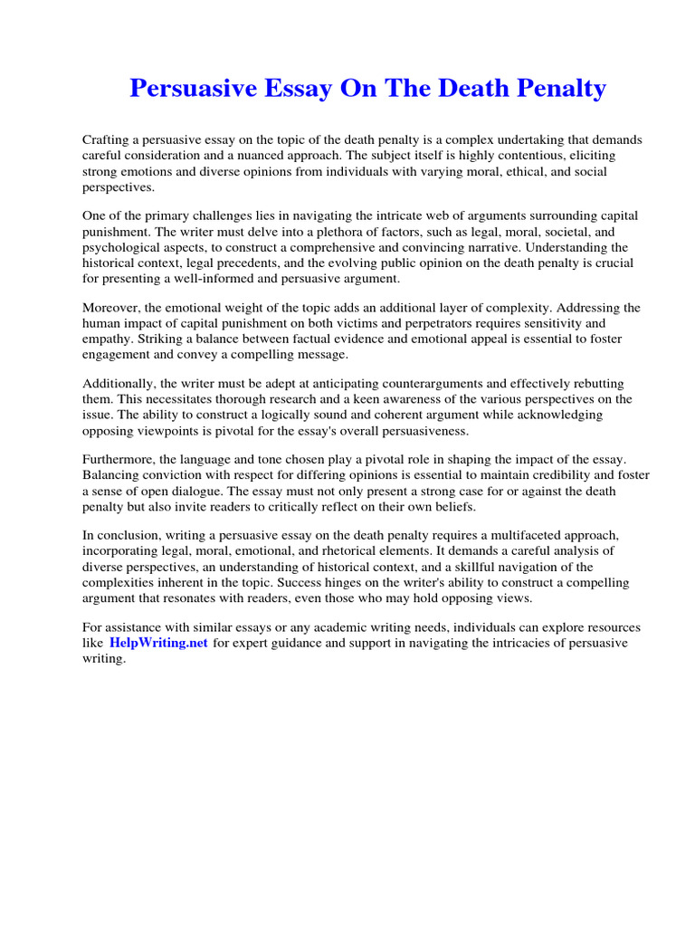 Persuasive Essay On The Death Penalty | PDF | Malala Yousafzai | Carbon ...