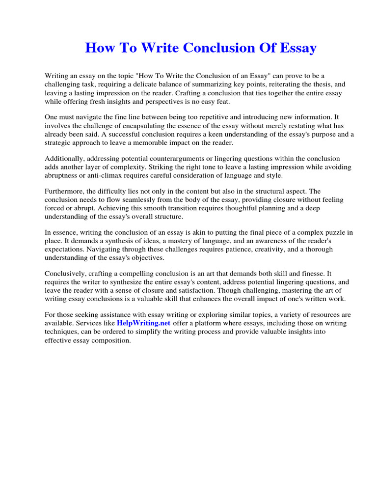 How To Write Conclusion of Essay | PDF | Computer Network | Pasta