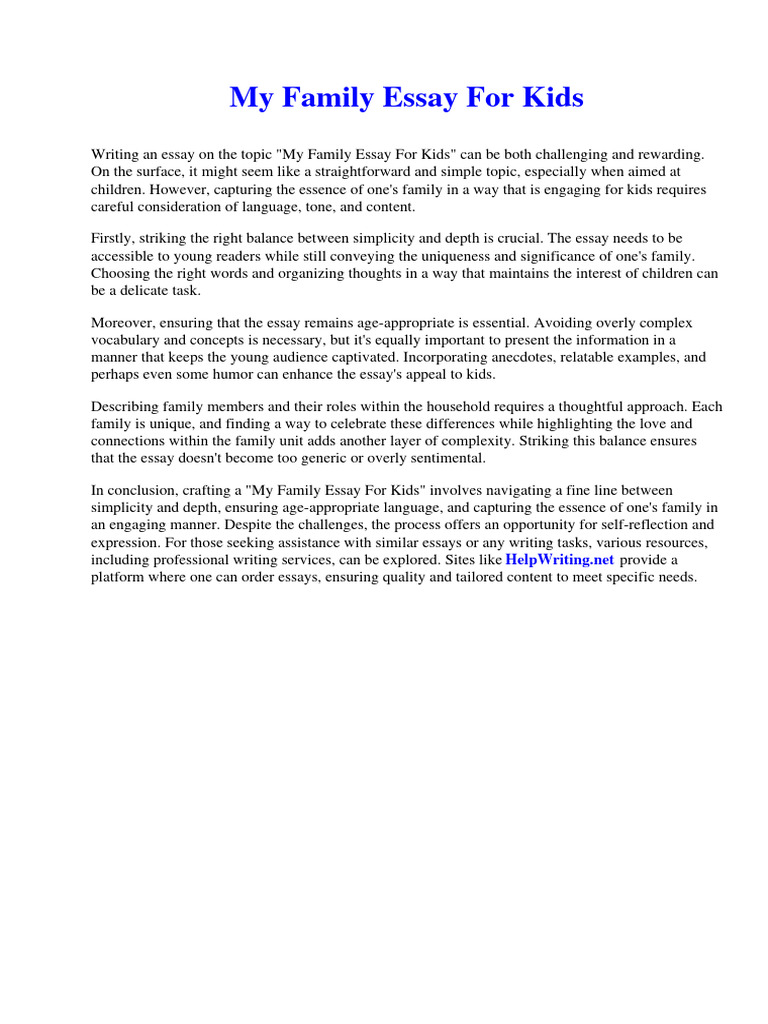 My Family Essay For Kids | PDF | Witchcraft | Essays