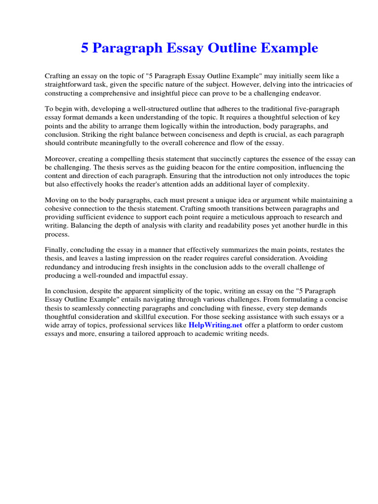 5 Paragraph Essay Outline Example | PDF | Essays | Paragraph