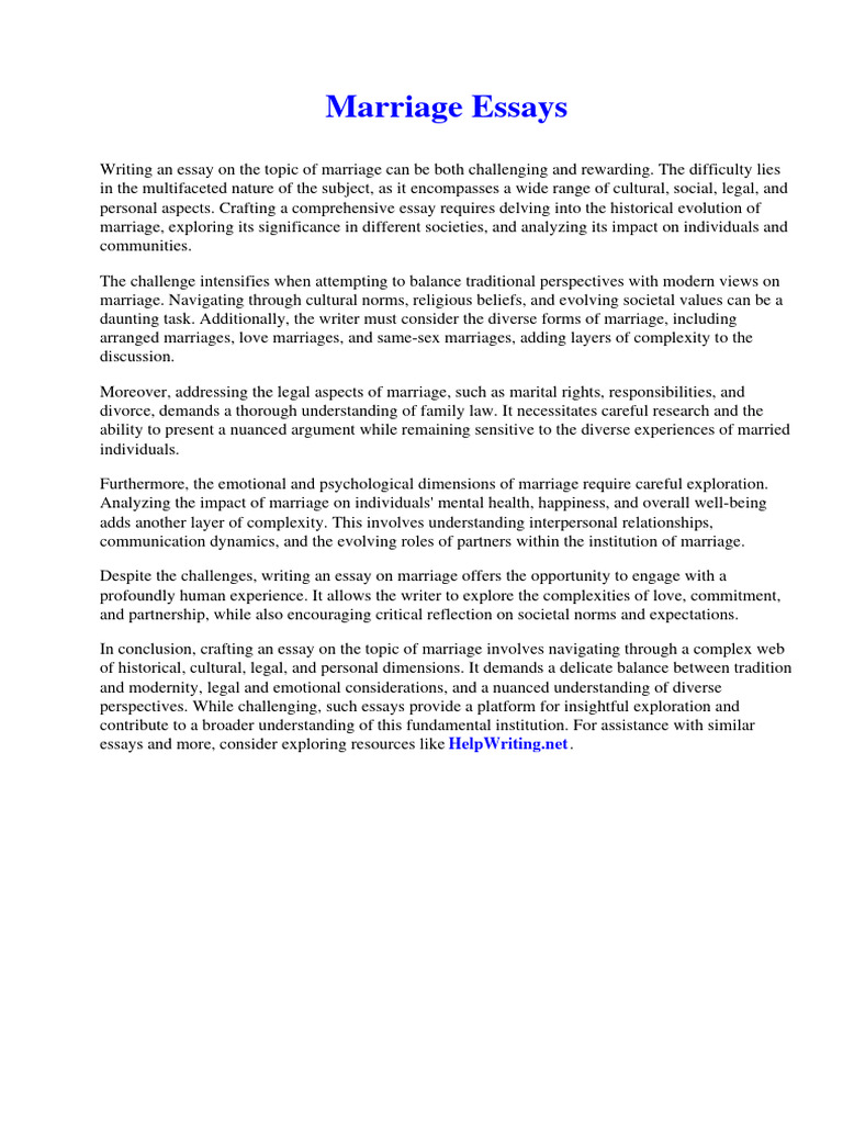 Marriage Essays | PDF