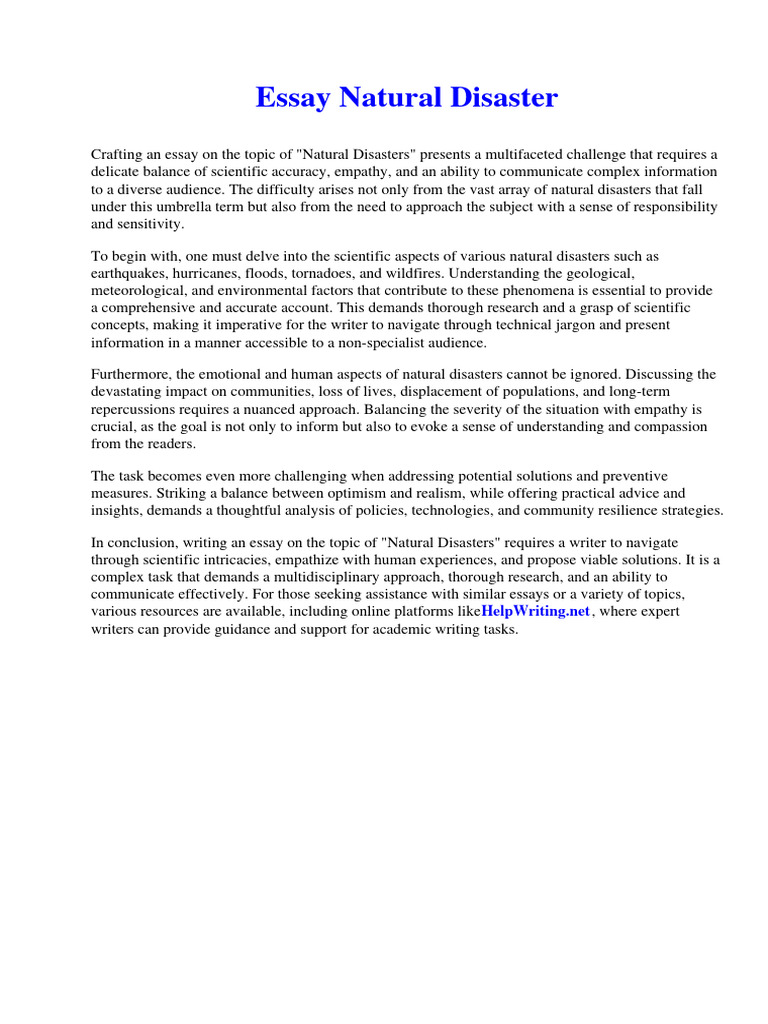 Essay Natural Disaster | PDF | William Blake