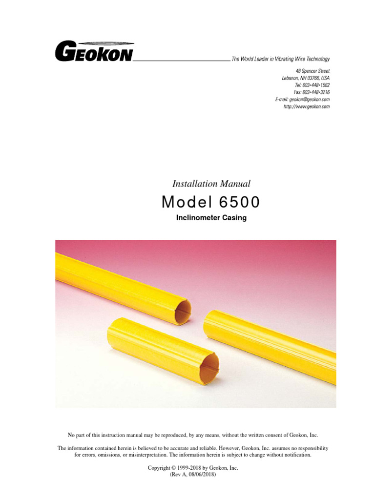 6500 Inclinometer Casing | PDF | Casing (Borehole) | Rivet