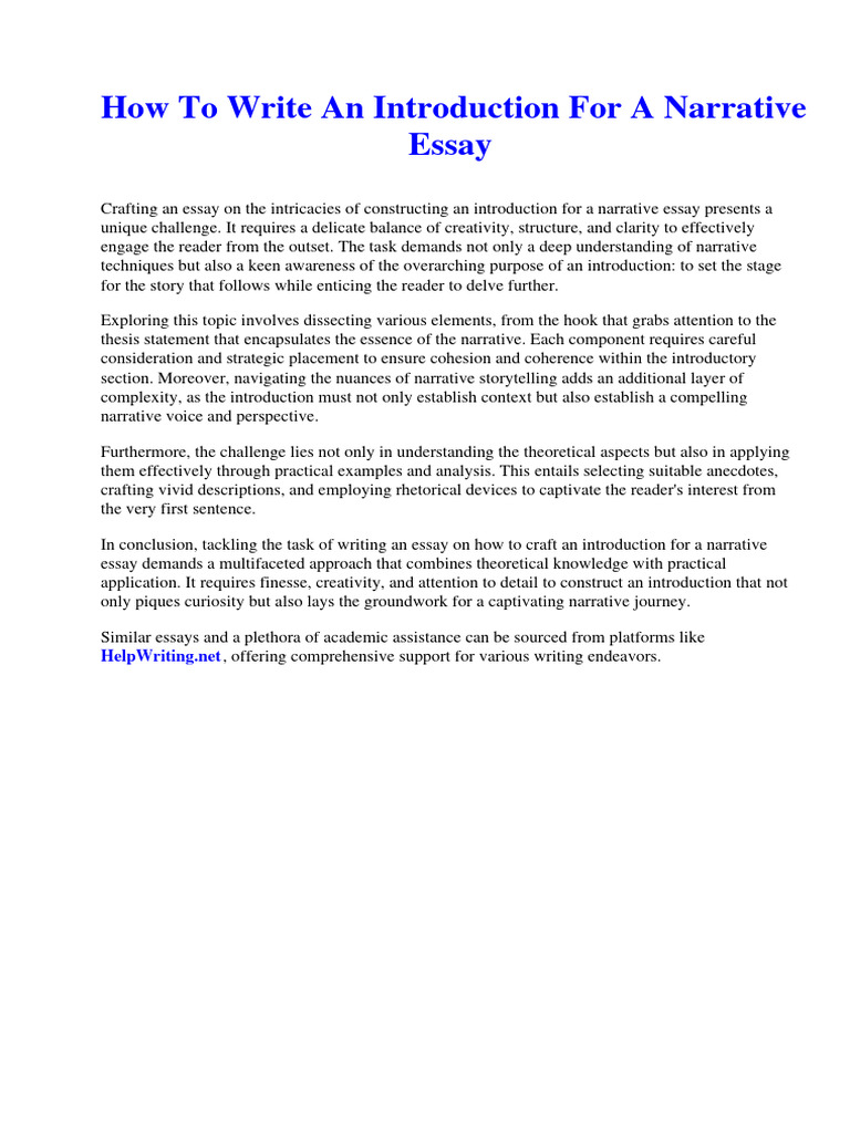How To Write An Introduction For A Narrative Essay | PDF | Narrative ...