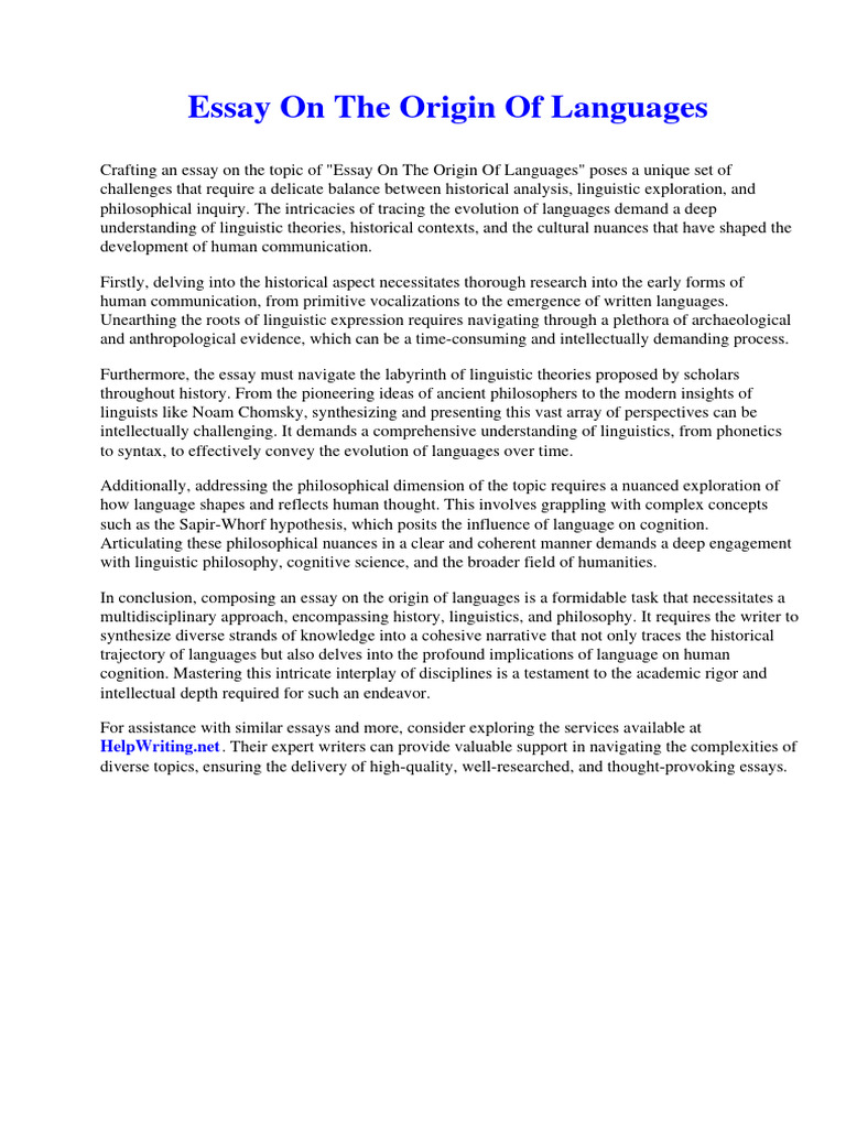 Essay On The Origin of Languages | PDF