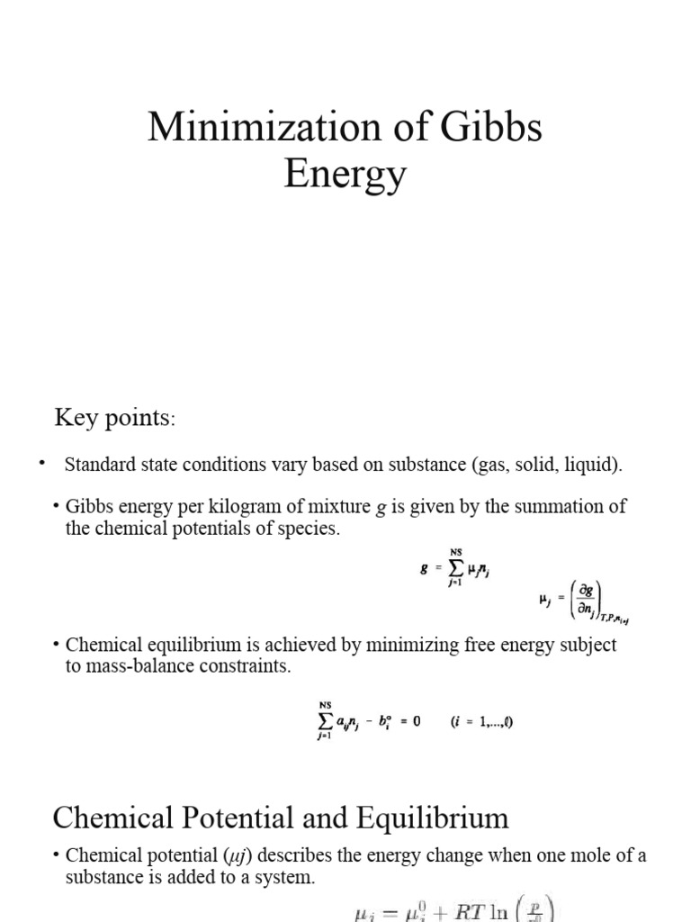 Gibbs Energy Minimization Guide | PDF | Chemical Equilibrium | Mathematical Optimization