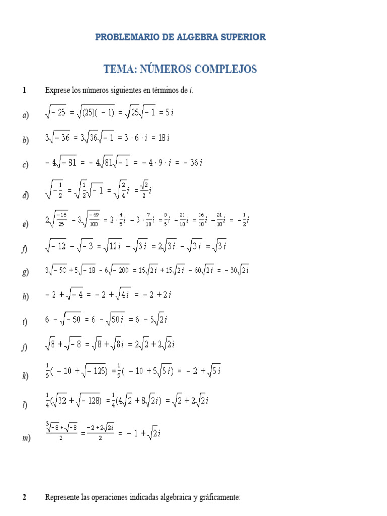 Problemas de Números Complejos | PDF | Conceptos matemáticos | Álgebra
