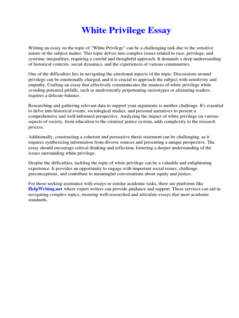 White Privilege Essay | PDF | Diabetes | Preventive Healthcare