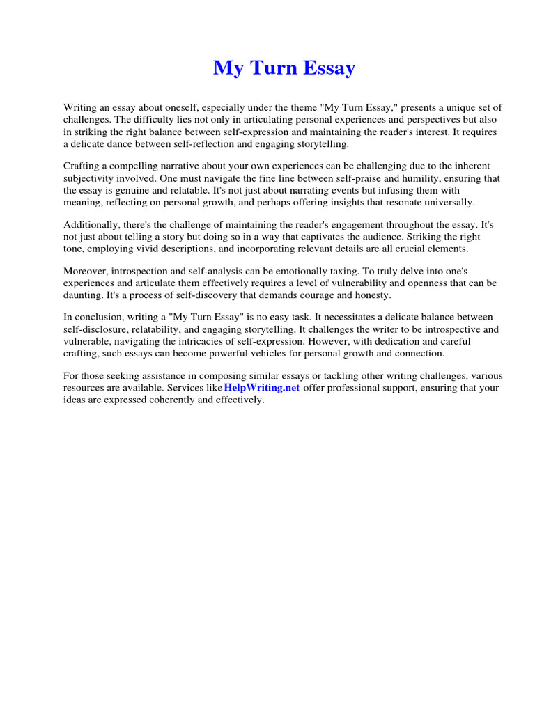My Turn Essay | PDF | Utilitarianism
