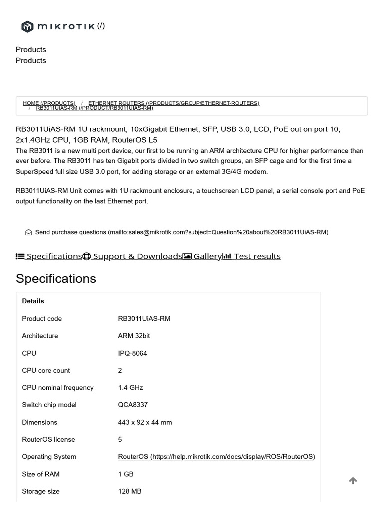 Datasheet Router Mikrotik 3011 | PDF | Usb | Router (Computing)