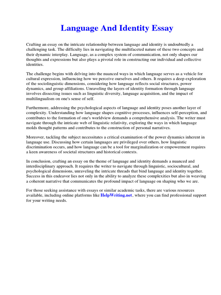 Language and Identity Essay | PDF | Identity (Social Science) | Samsung