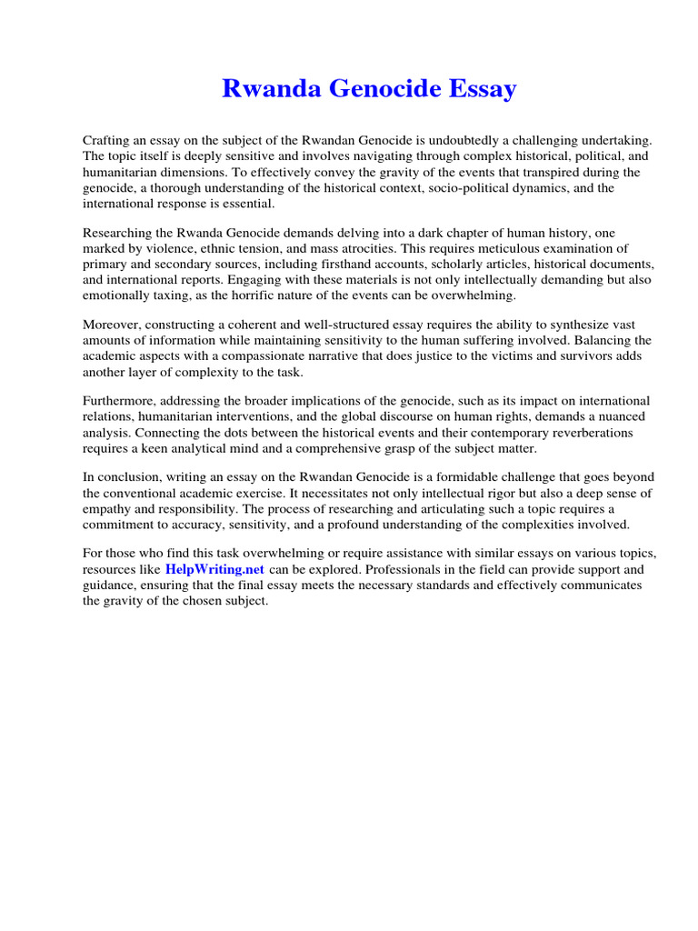Rwanda Genocide Essay | PDF