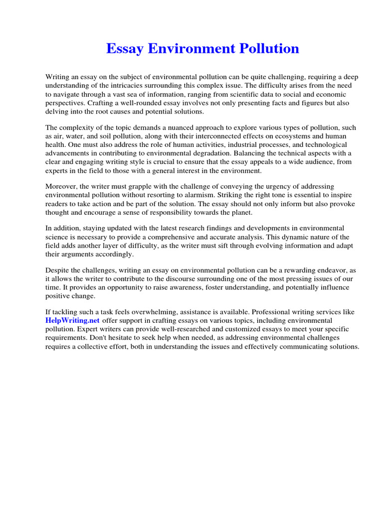 Essay Environment Pollution | PDF | Pedagogy | Literacy