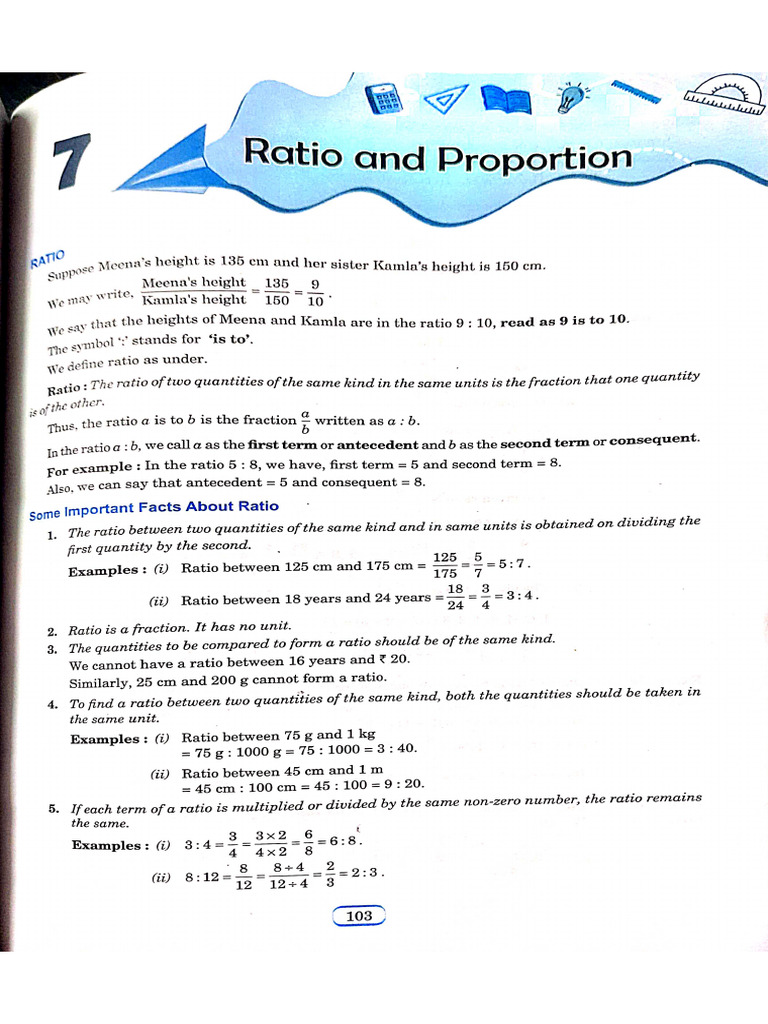 Agarwal Class 7 Ratio and Proportion | PDF