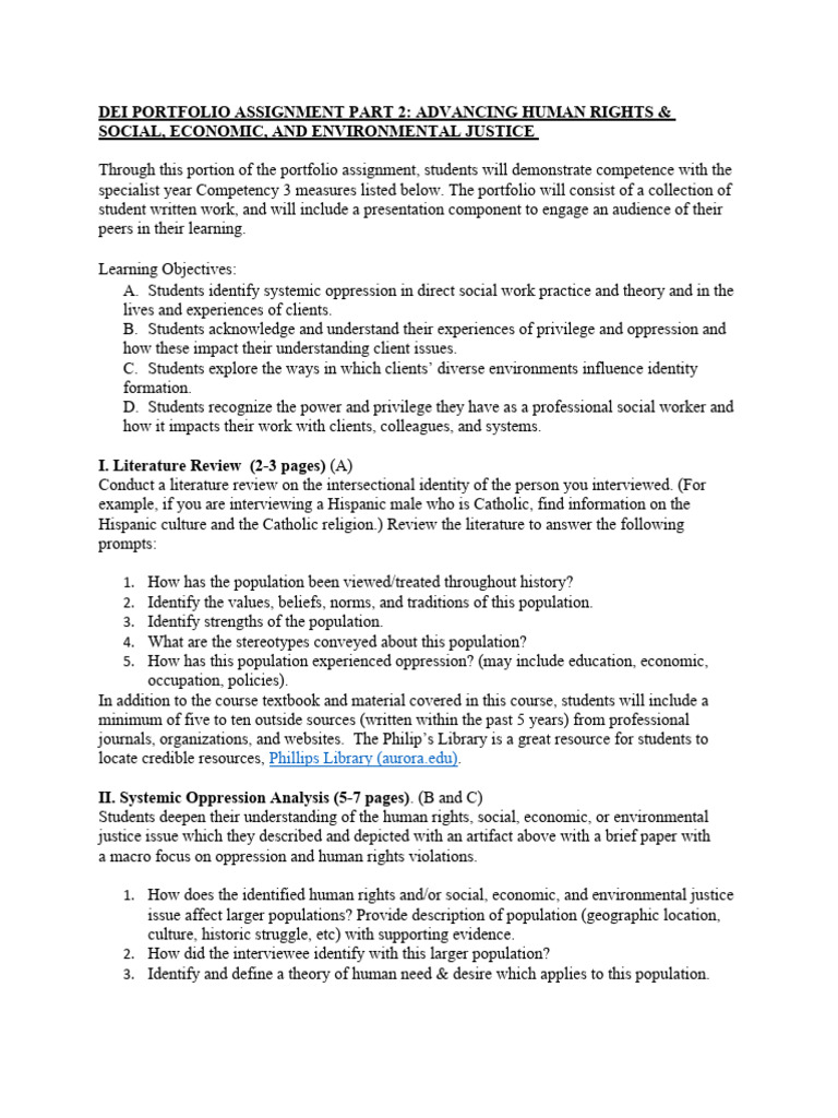 Dei Portfolio Assignment Part 2 | PDF | Intersectionality | Behavioural Sciences