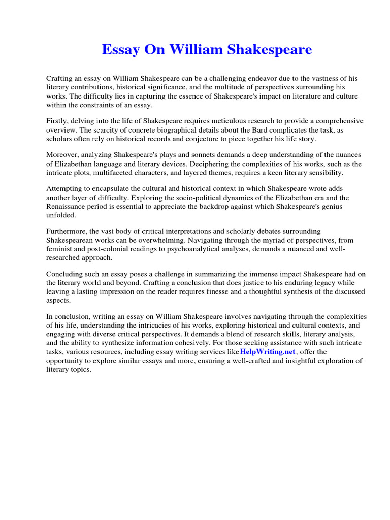 Shakespeare Essay Writing Guide | PDF | Malaria | William Shakespeare