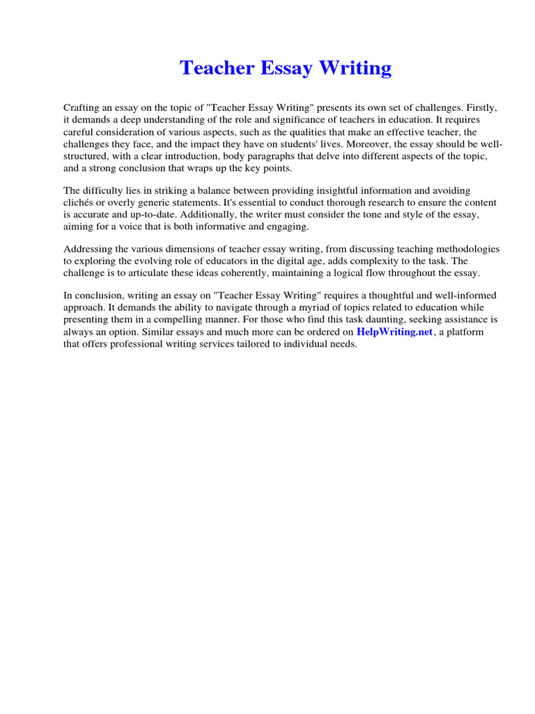 Teacher Essay Writing | PDF | Essays | Economies