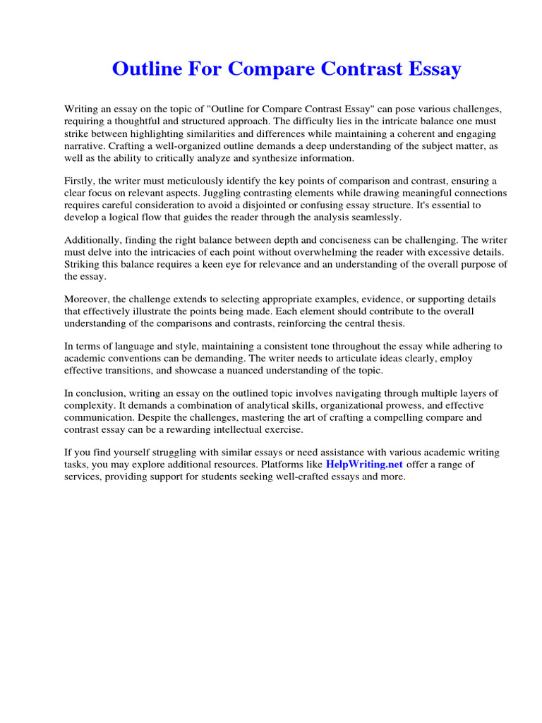 Outline For Compare Contrast Essay | PDF