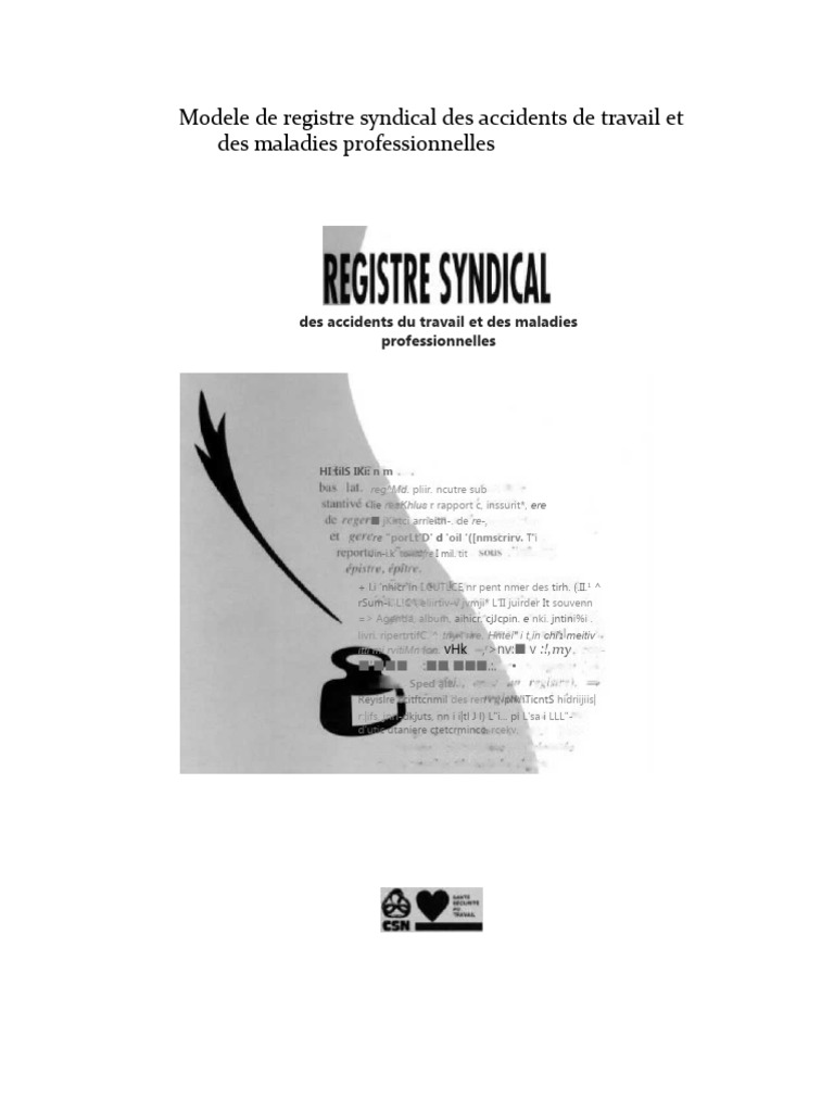 Modele de Registre Syndical Des Accidents de Travail Et Des Maladies ...