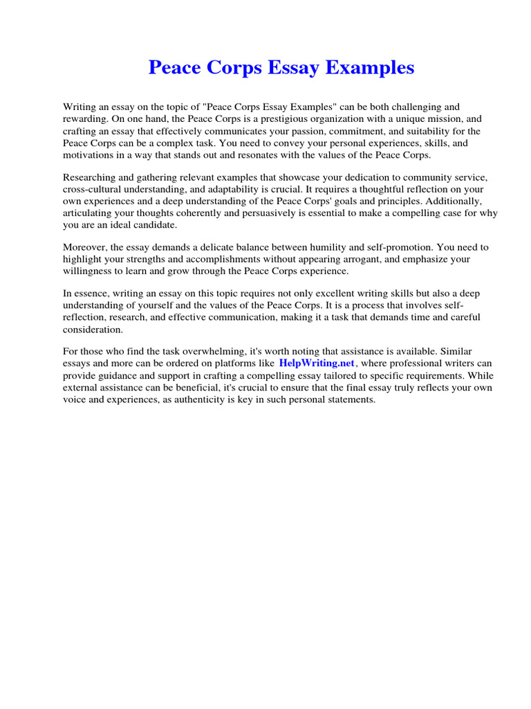 Peace Corps Essay Examples | PDF | Essays | Business