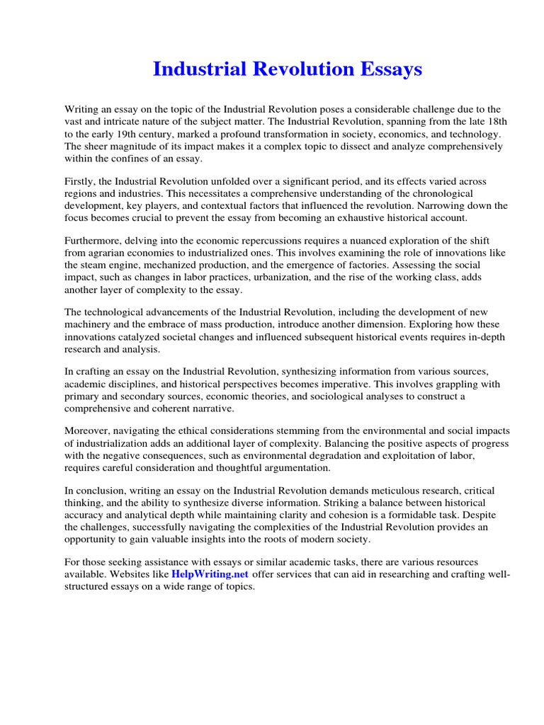 Industrial Revolution Essays | PDF | Guerrilla Warfare | Industrial ...