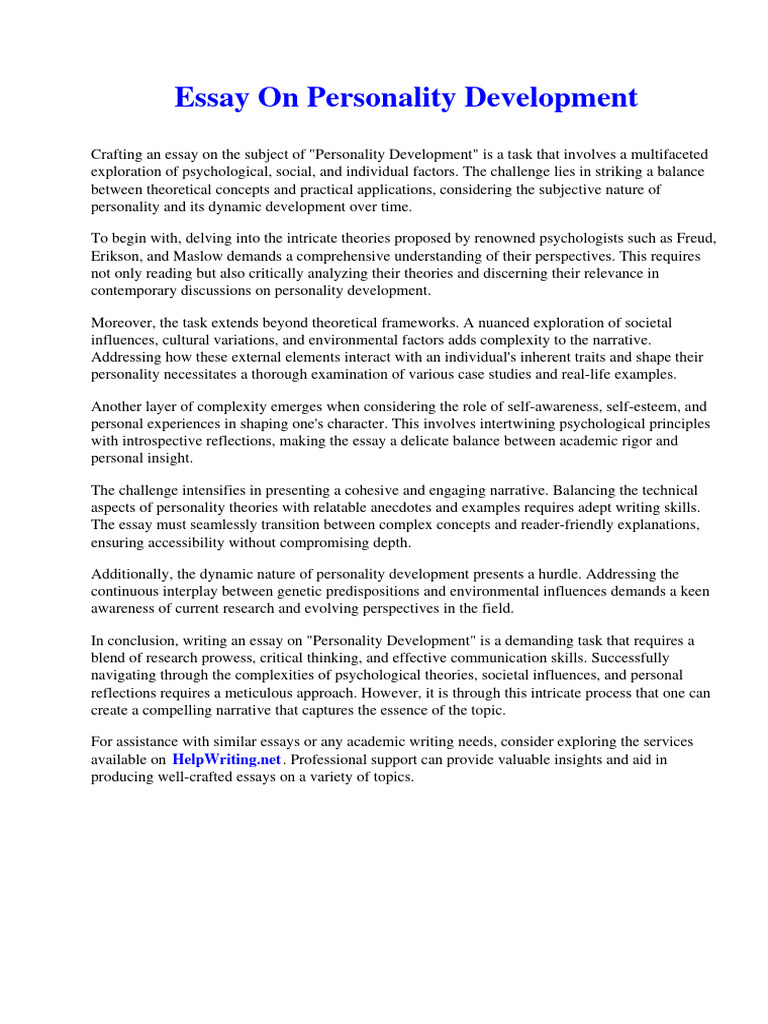Essay On Personality Development | PDF | Leadership | Psychology