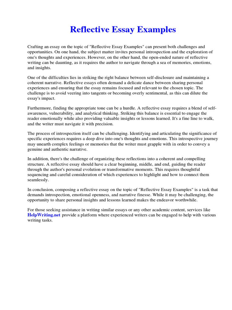 Reflective Essay Examples | PDF | Essays | Thought