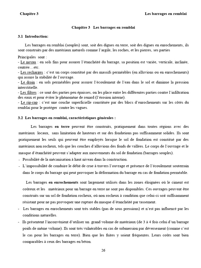 POLYCOPIÉ DE COURS OUVRAGES HYDRAULIQUES Les Barrages - 1ère Partie - B | PDF | Barrage ...
