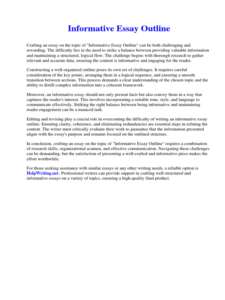 Informative Essay Outline | PDF | Essays