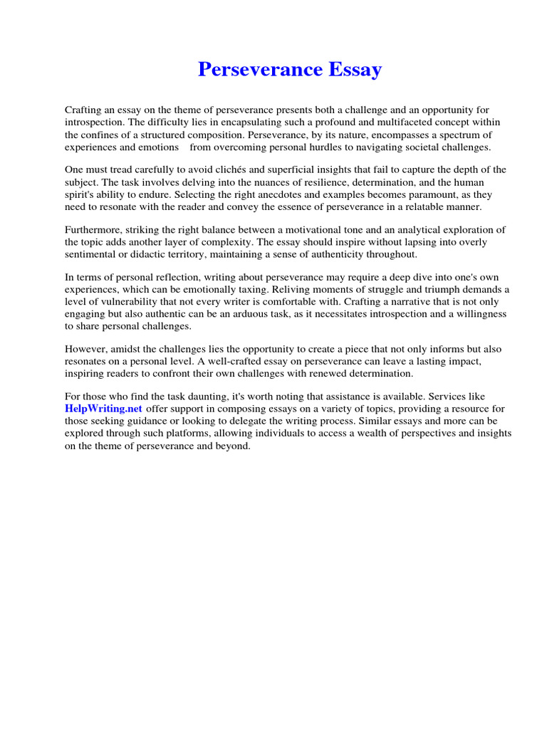 Perseverance Essay | PDF | Civil Disobedience (Thoreau) | Civil ...